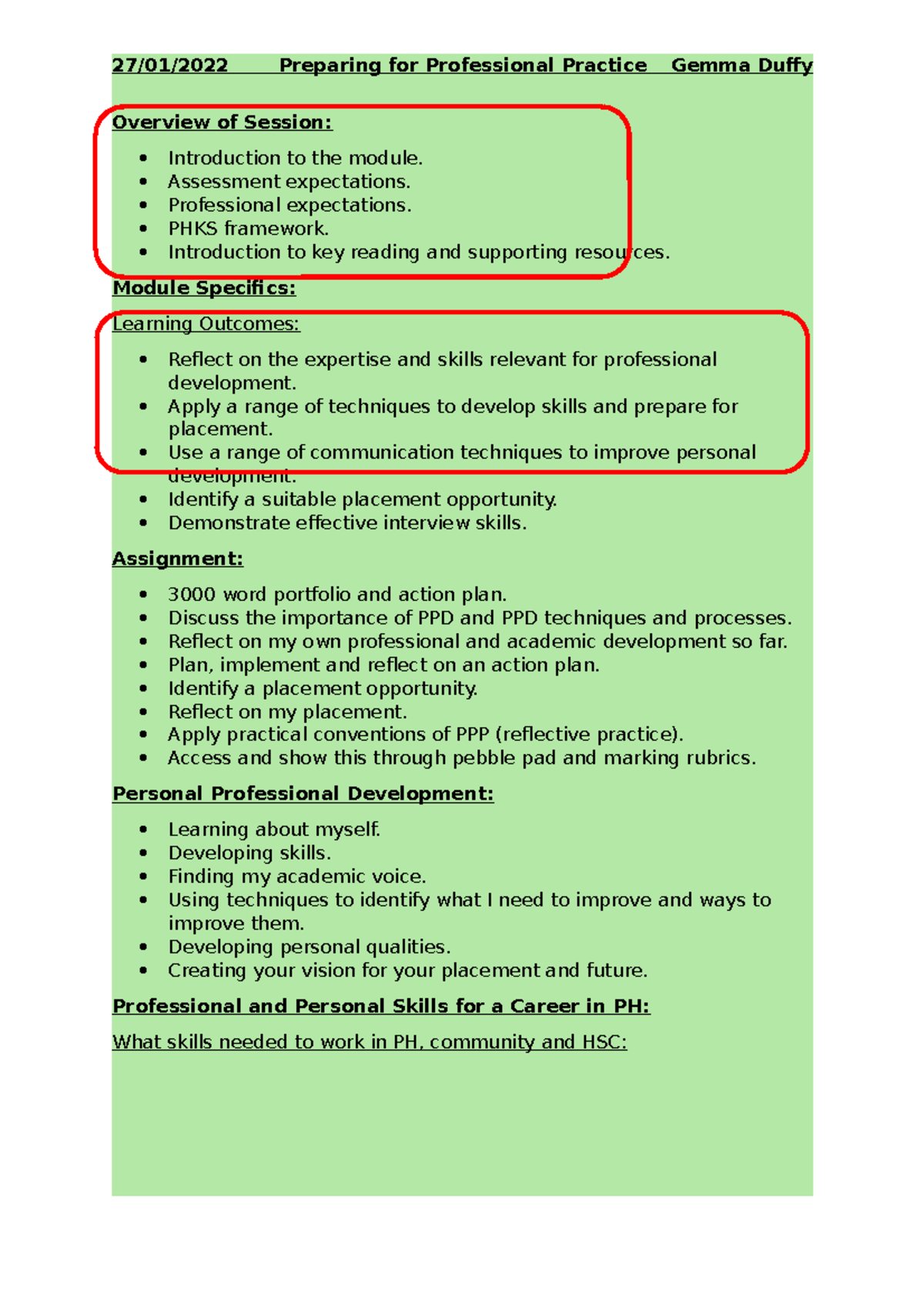 Introduction to Preparing for Professional Practice - 27/01/2022 ...
