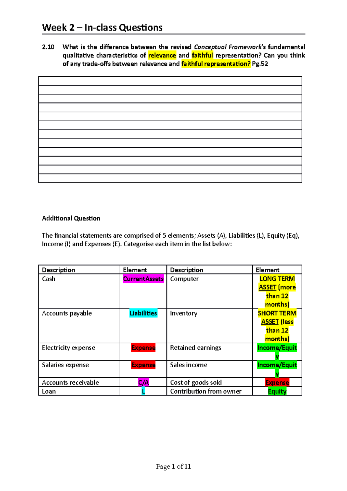 Week 2 In-class questions - Week 2 – In-class Questions 2 What is the difference between the ...