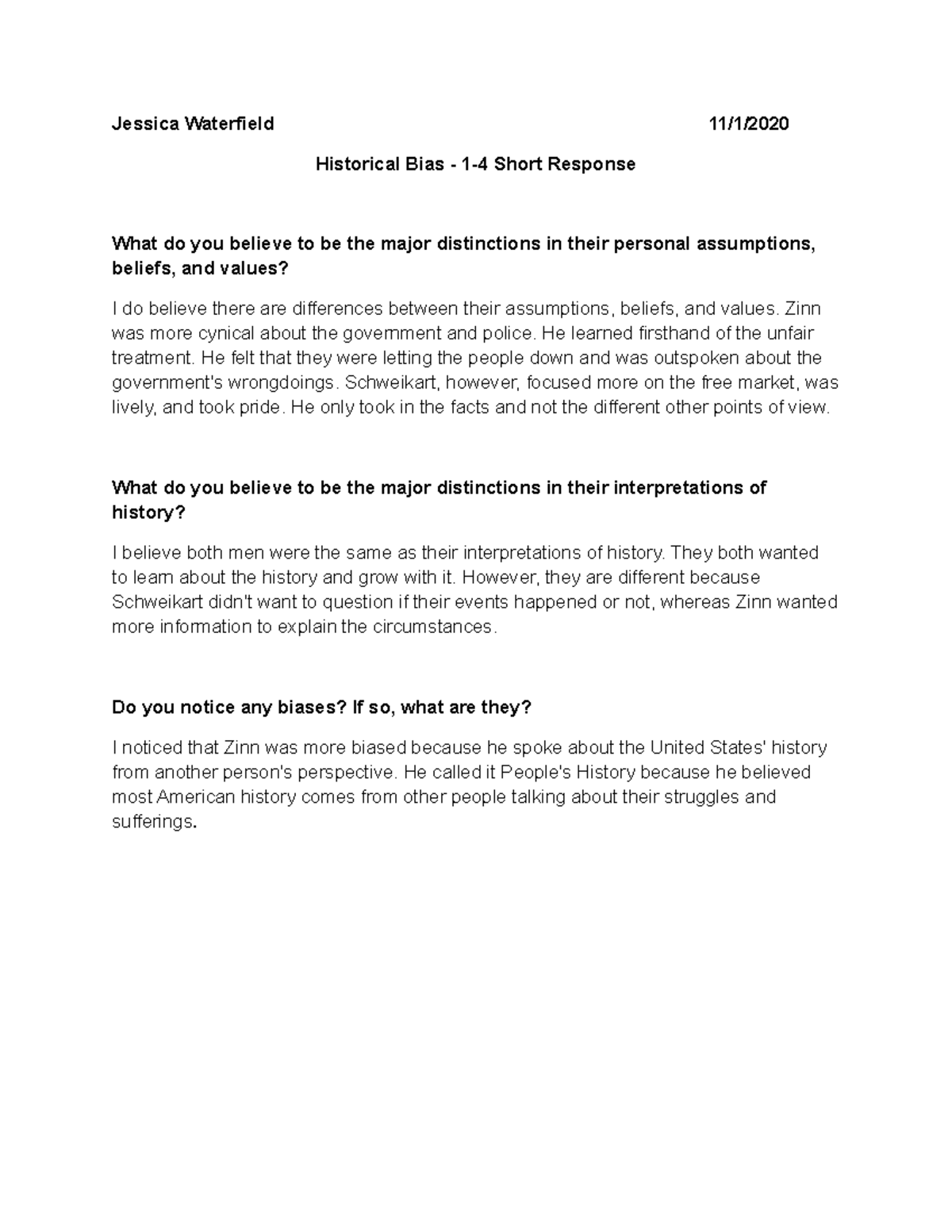 1-4 Short Response History Bias - Jessica Waterfield 11/1/ Historical ...