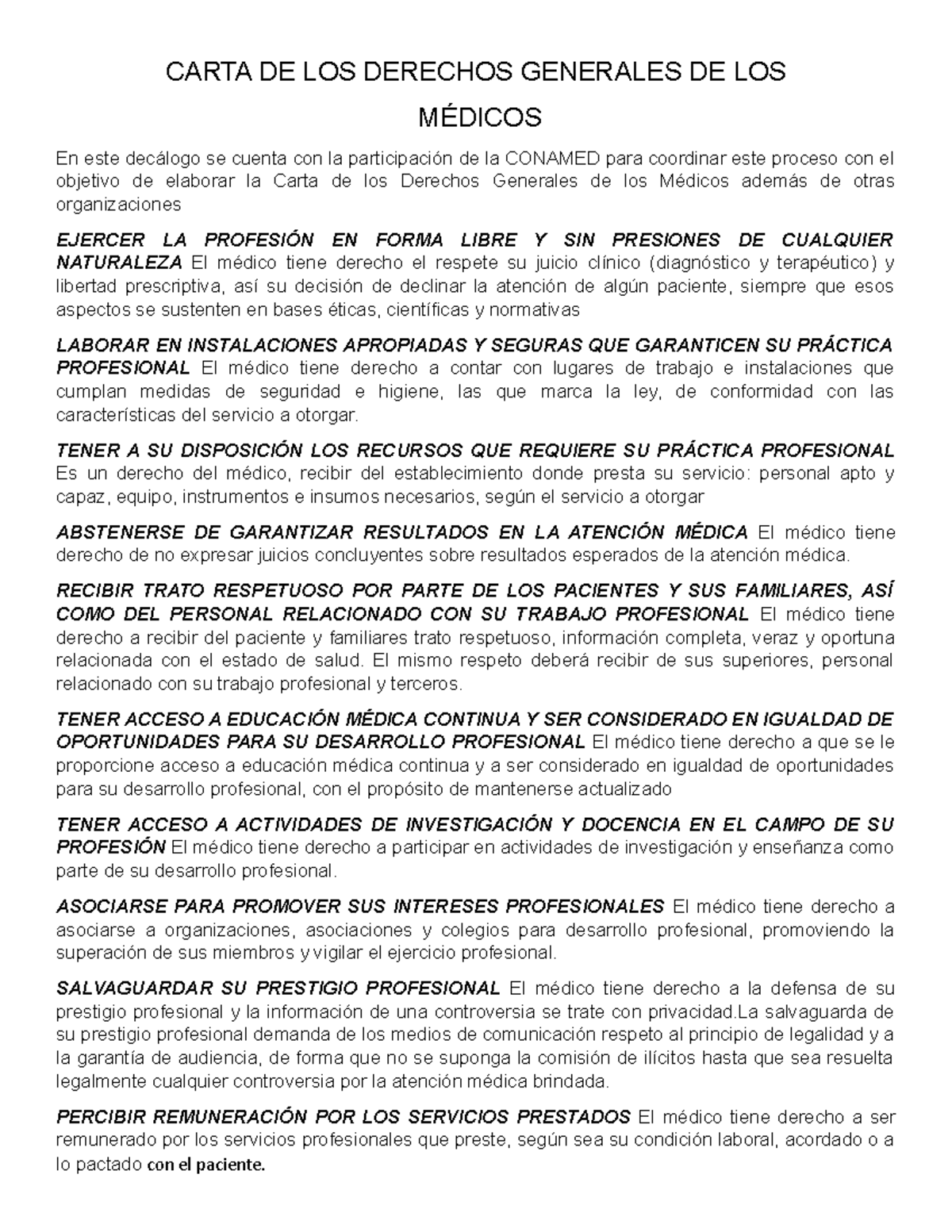 Carta DE LOS Derechos Generales DE LOS - CARTA DE LOS DERECHOS ...