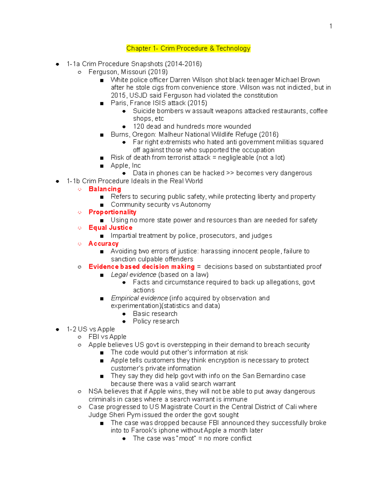 Crim Procedure Notes (Ch 1-7) - Chapter 1- Crim Procedure & Technology ...