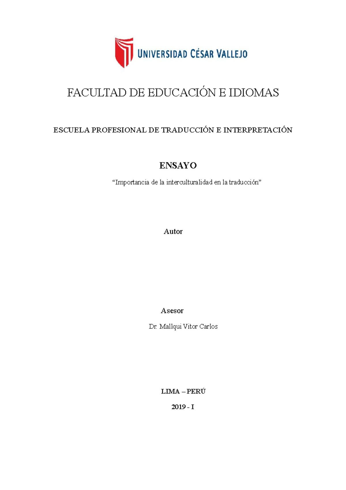Proyecto de ensayo del curso de filosofía - FACULTAD DE EDUCACIÓN E ...