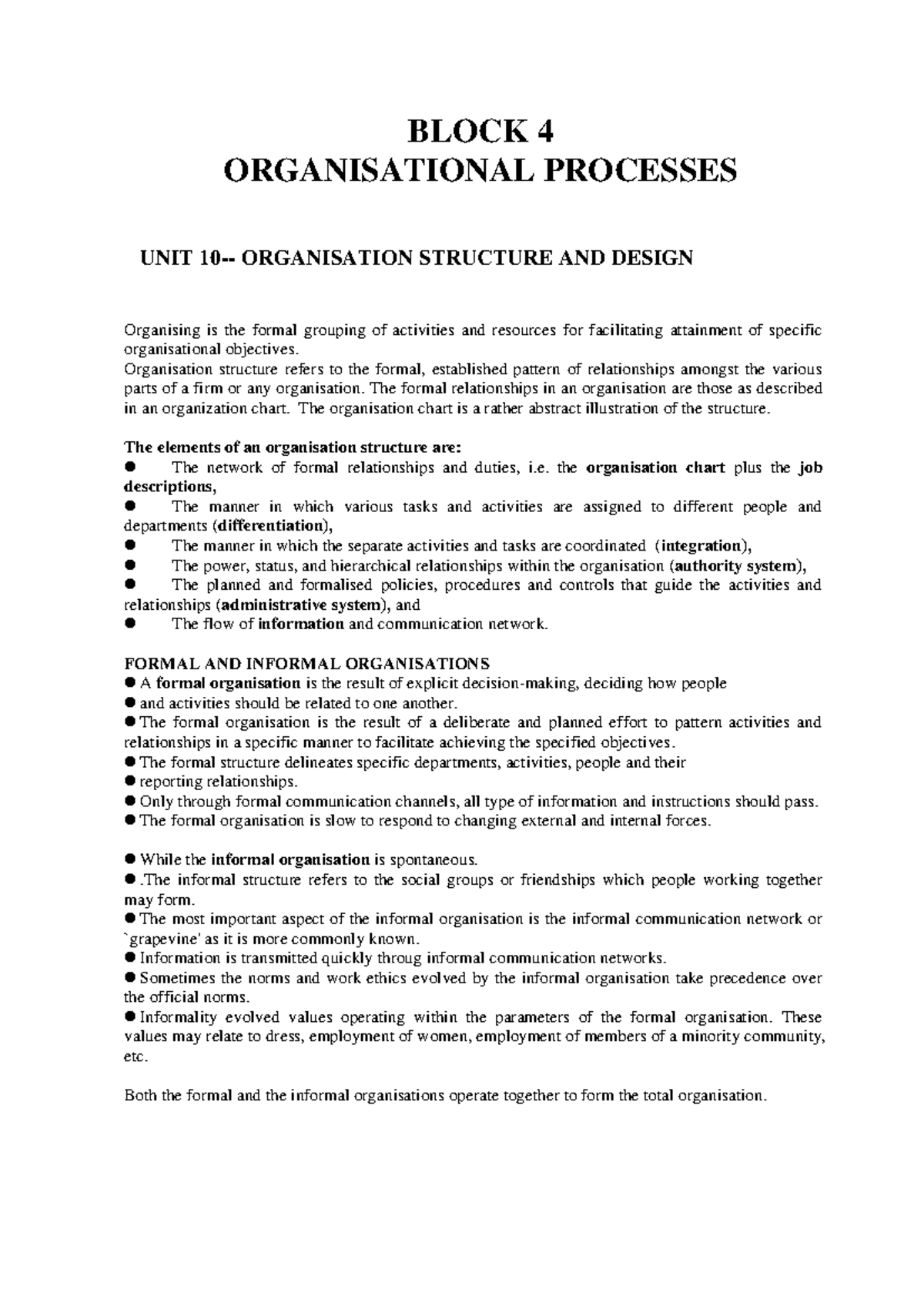 Block 4 Notes new Management Function - BLOCK 4 ORGANISATIONAL ...