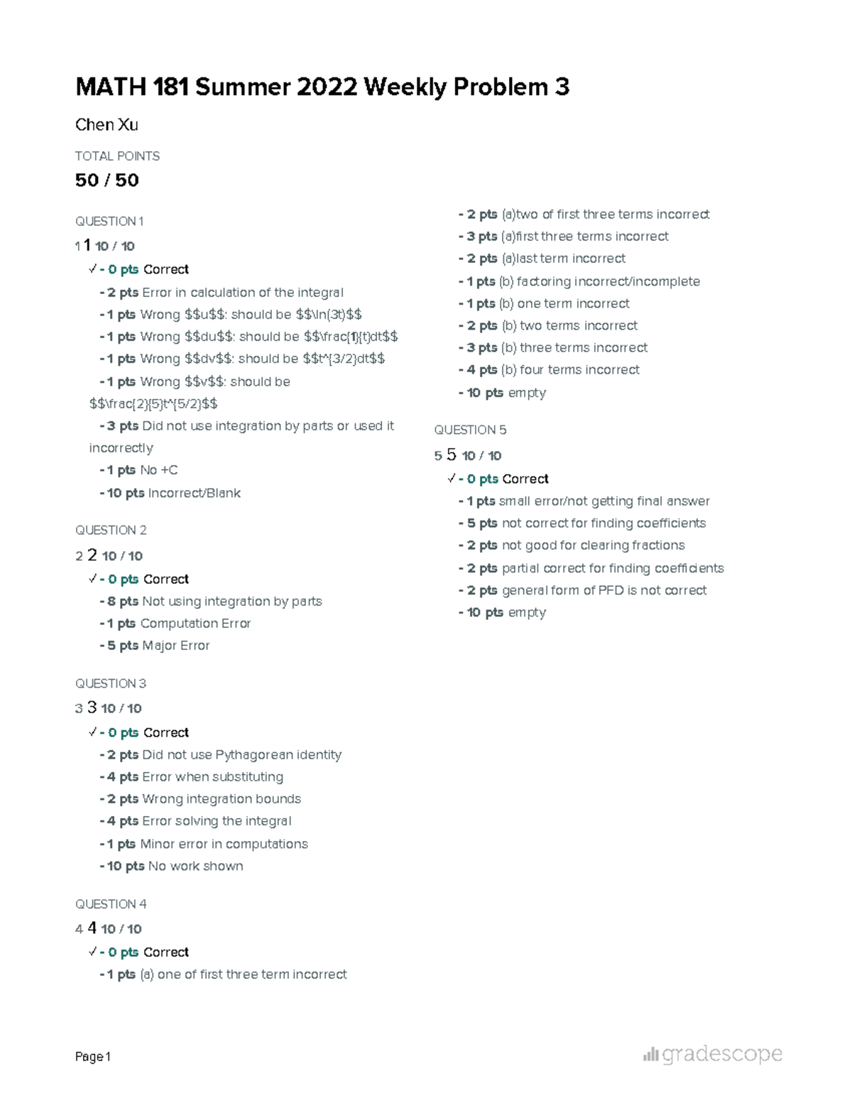 Weekly problem 3 answer Math 181 - MATH 181 Summer 2022 Weekly Problem ...