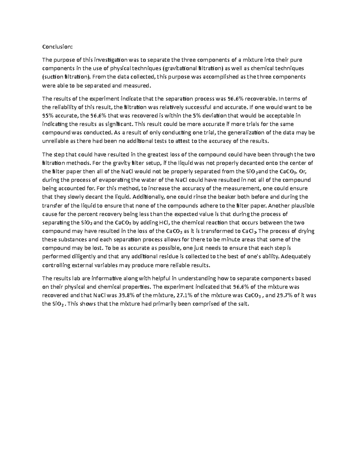 Chem 1441 Lab 1 Conclusion - Conclusion: The purpose of this ...