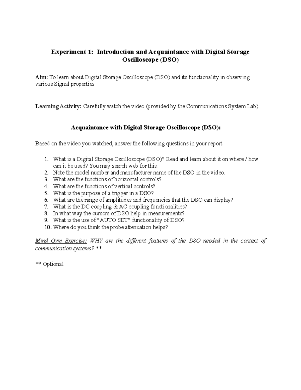 Exp 1 Introduction and Acquaintance with DSO - Experiment 1 ...
