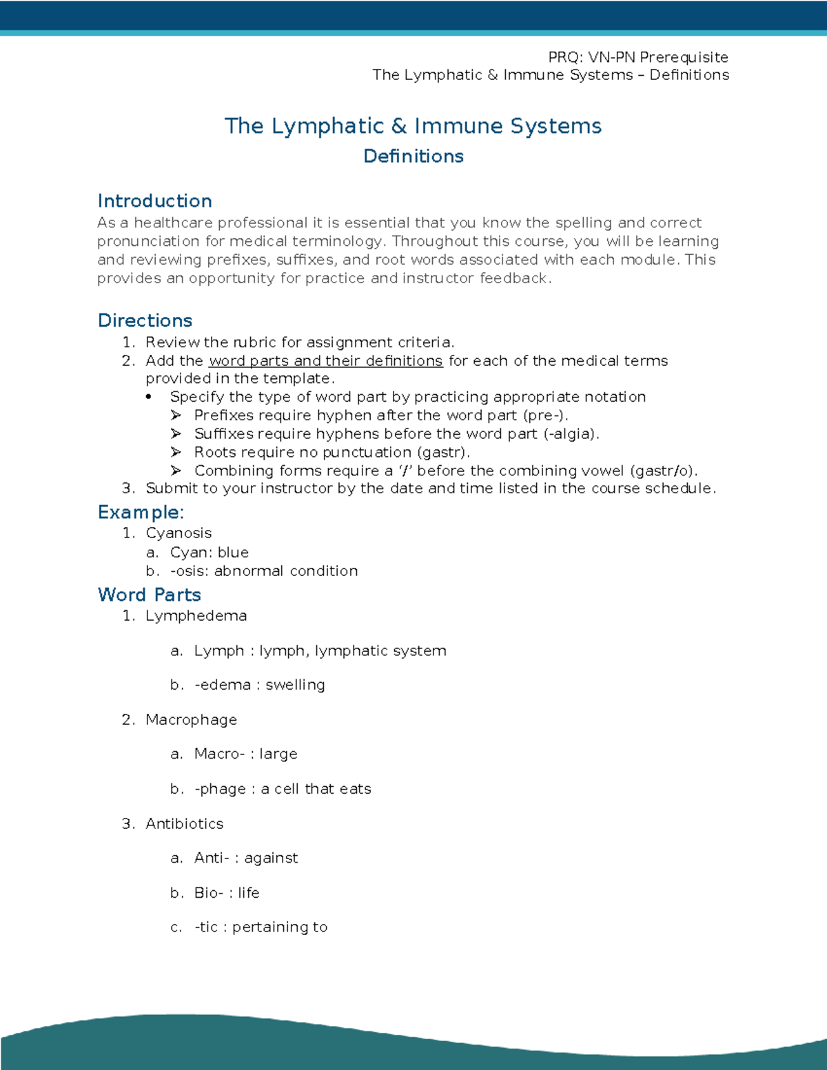Ch 6 definitions - notes - The Lymphatic & Immune Systems – Definitions ...