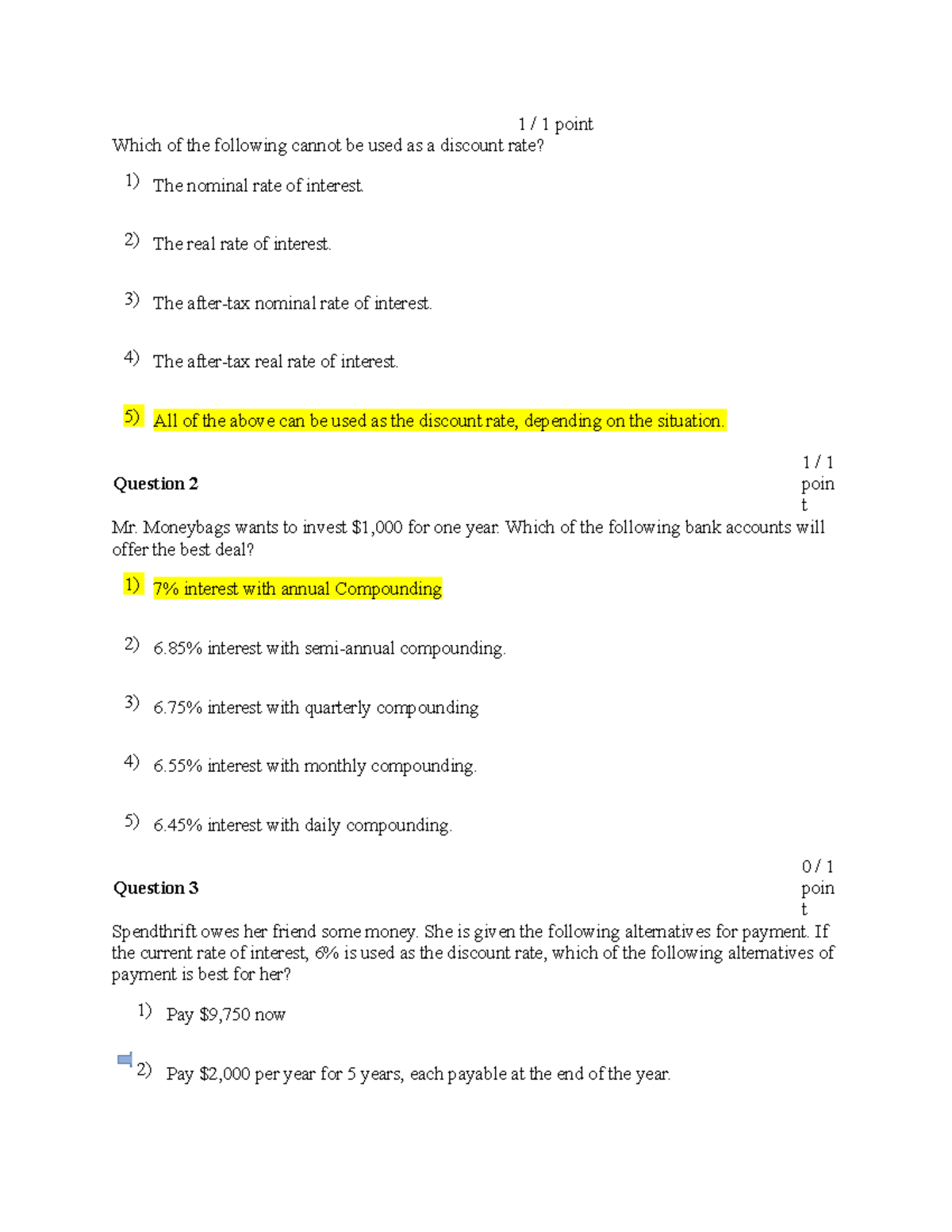 practice questions for financial management - 1 / 1 point Which of the ...