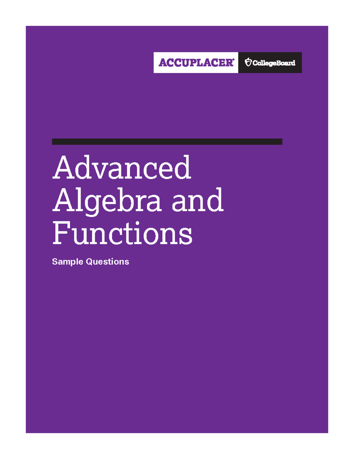Advance Algebra and Functions - Advanced Algebra and Functions Sample ...