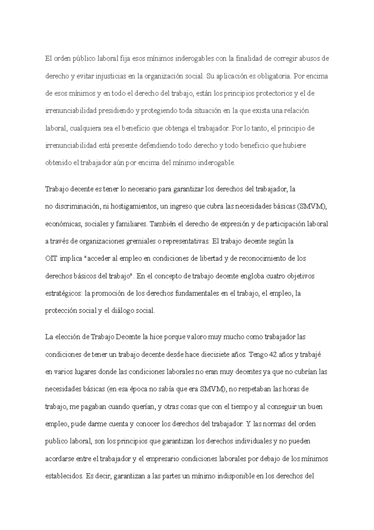 Foro N°1 - Aporte... - El orden público laboral fija esos mínimos ...