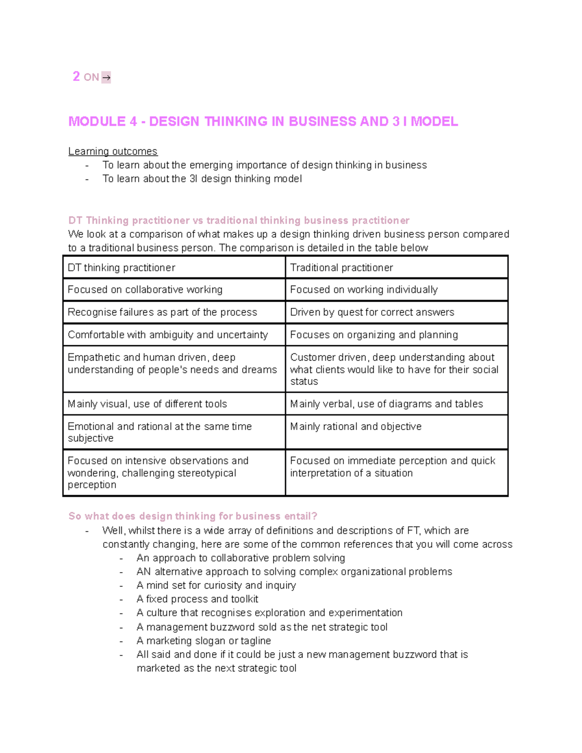 Design Week 4 - 2 ON → MODULE 4 - DESIGN THINKING IN BUSINESS AND 3 I ...