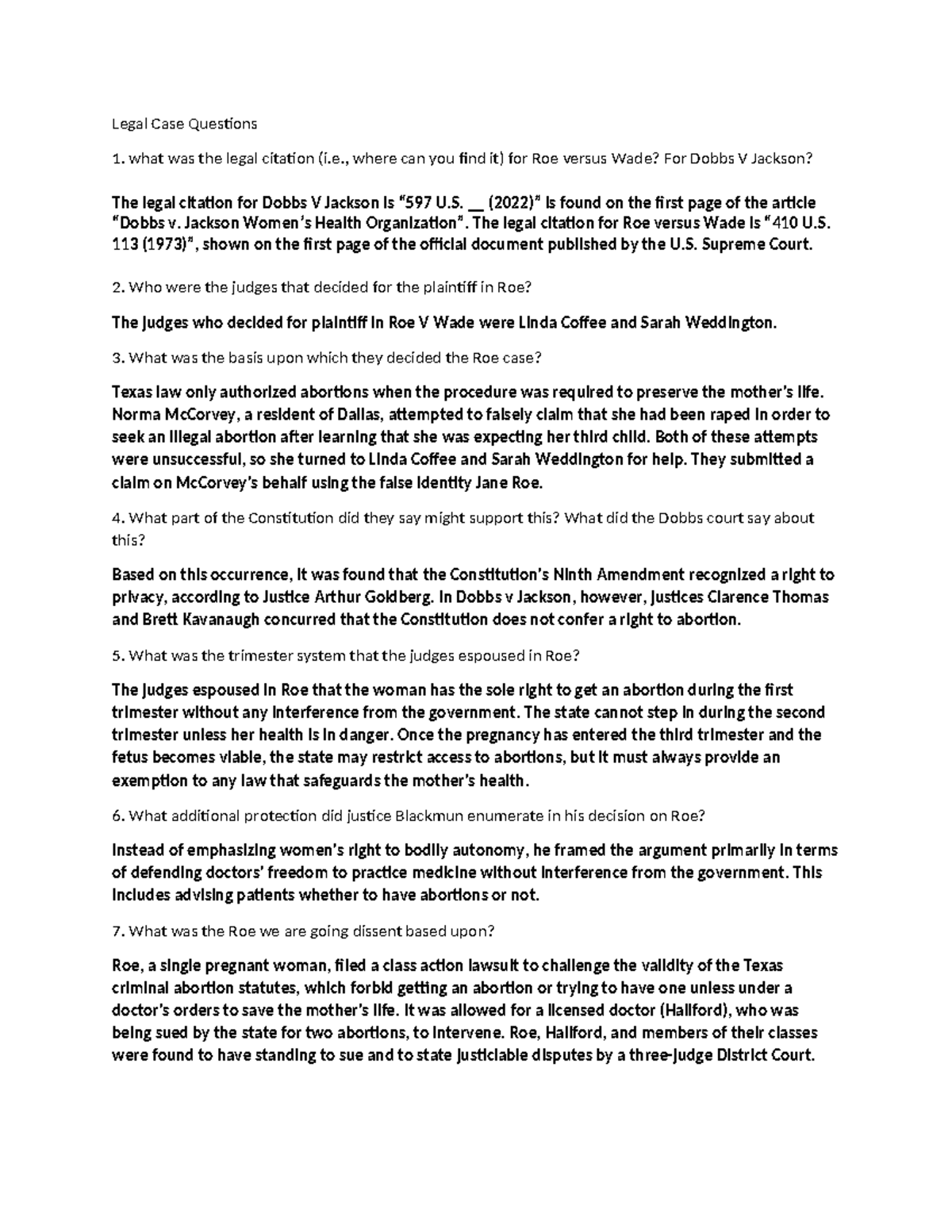 Legal Case Questions - Legal Case Questions what was the legal citation ...