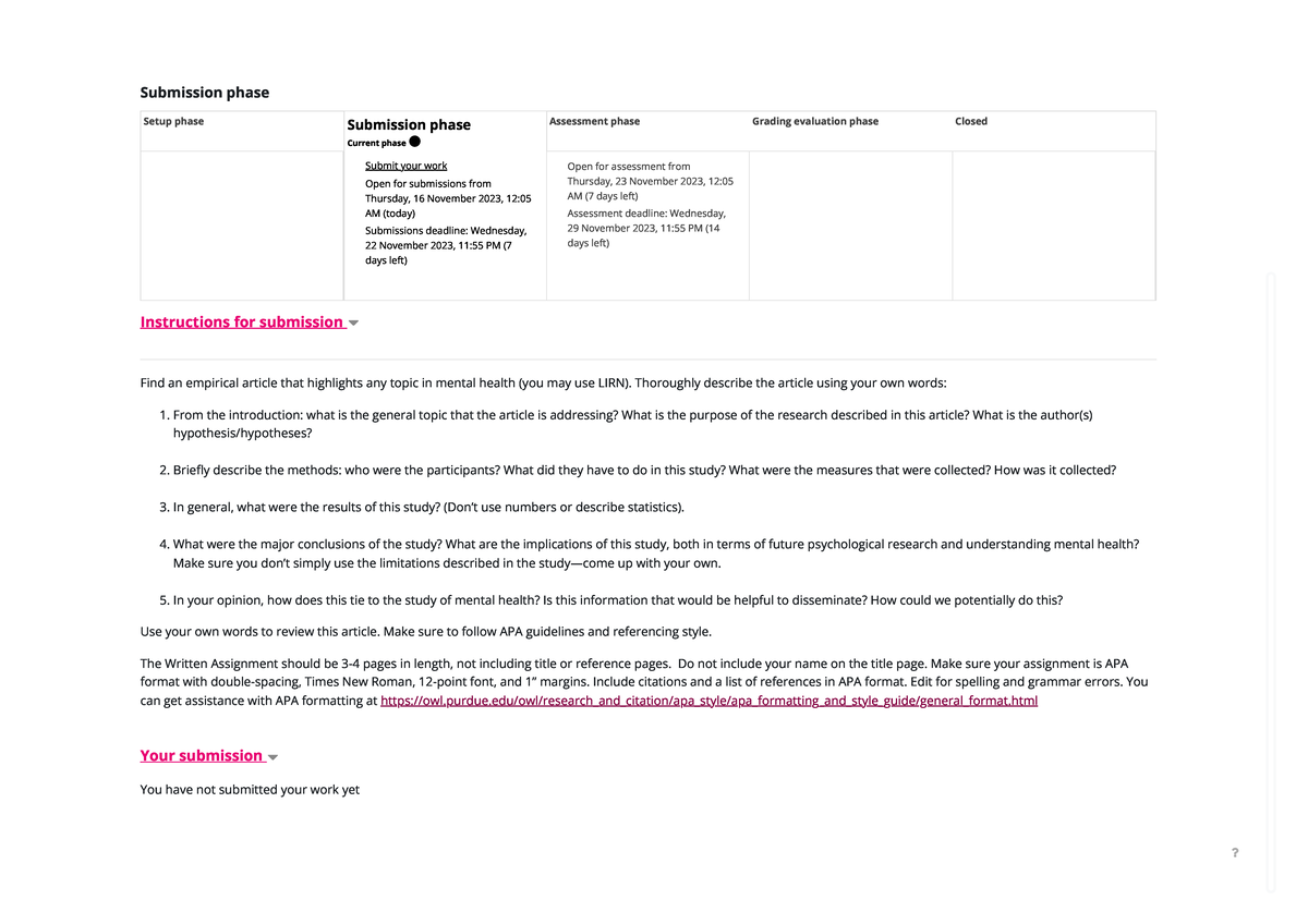 Written Assignment Unit 1 (Submission phase) Home - Submission phase Instructions for submission ...