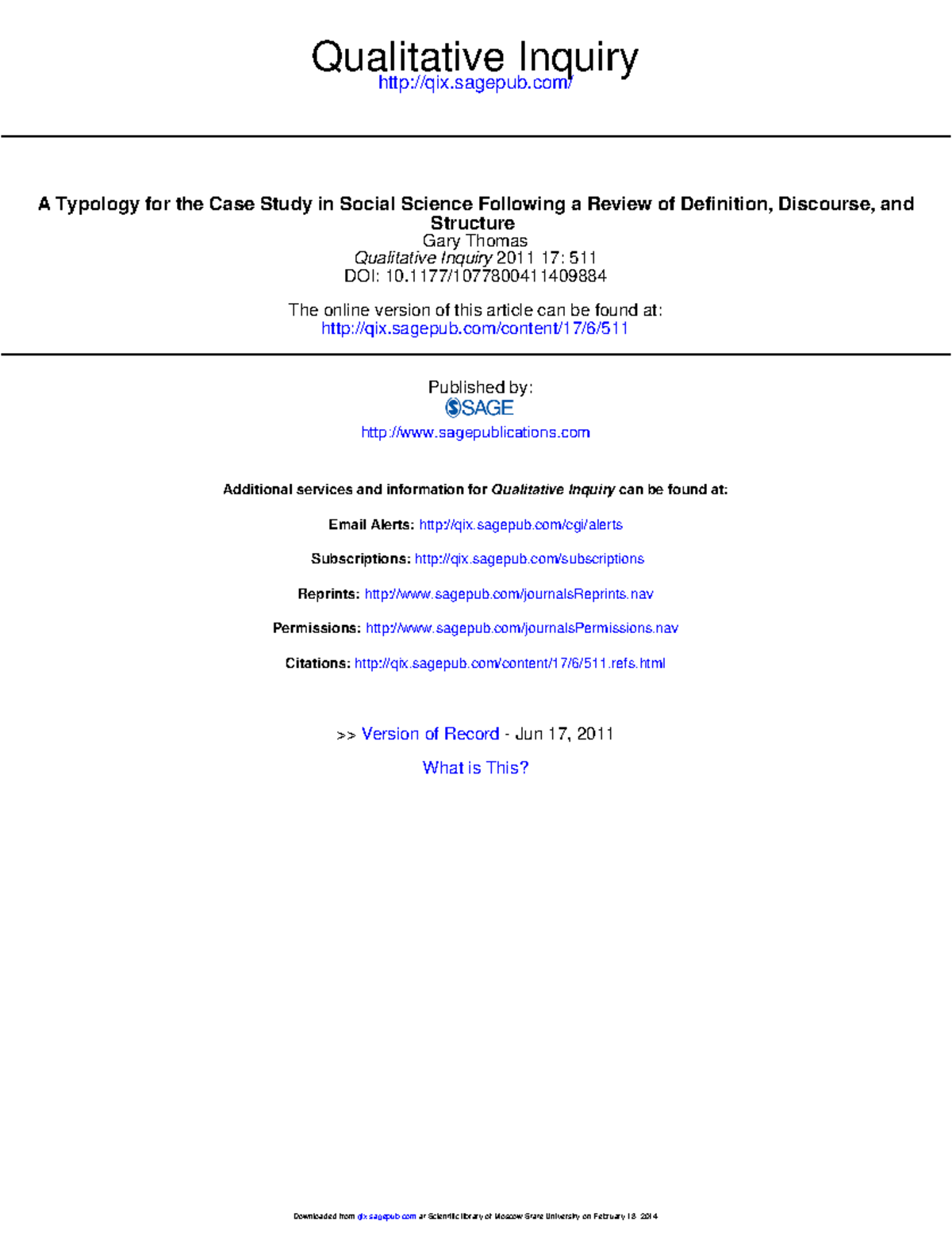 A Typology for the Case Study in Social Science Following a Review of ...