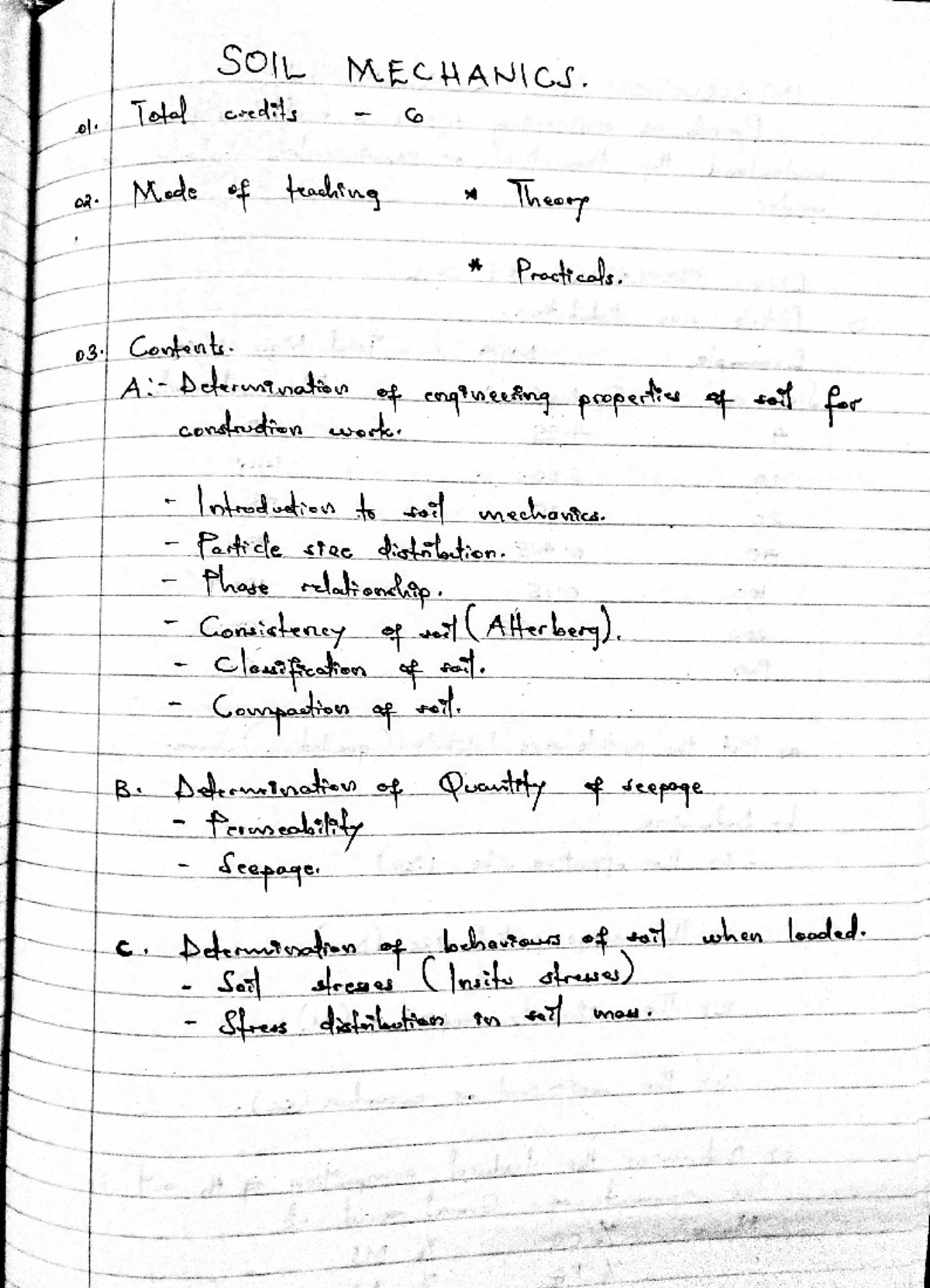 SOIL MECH 23-Apr-2024 22-26-10 - SOIL MECHANICS. Total credits 6 ol. 02 ...