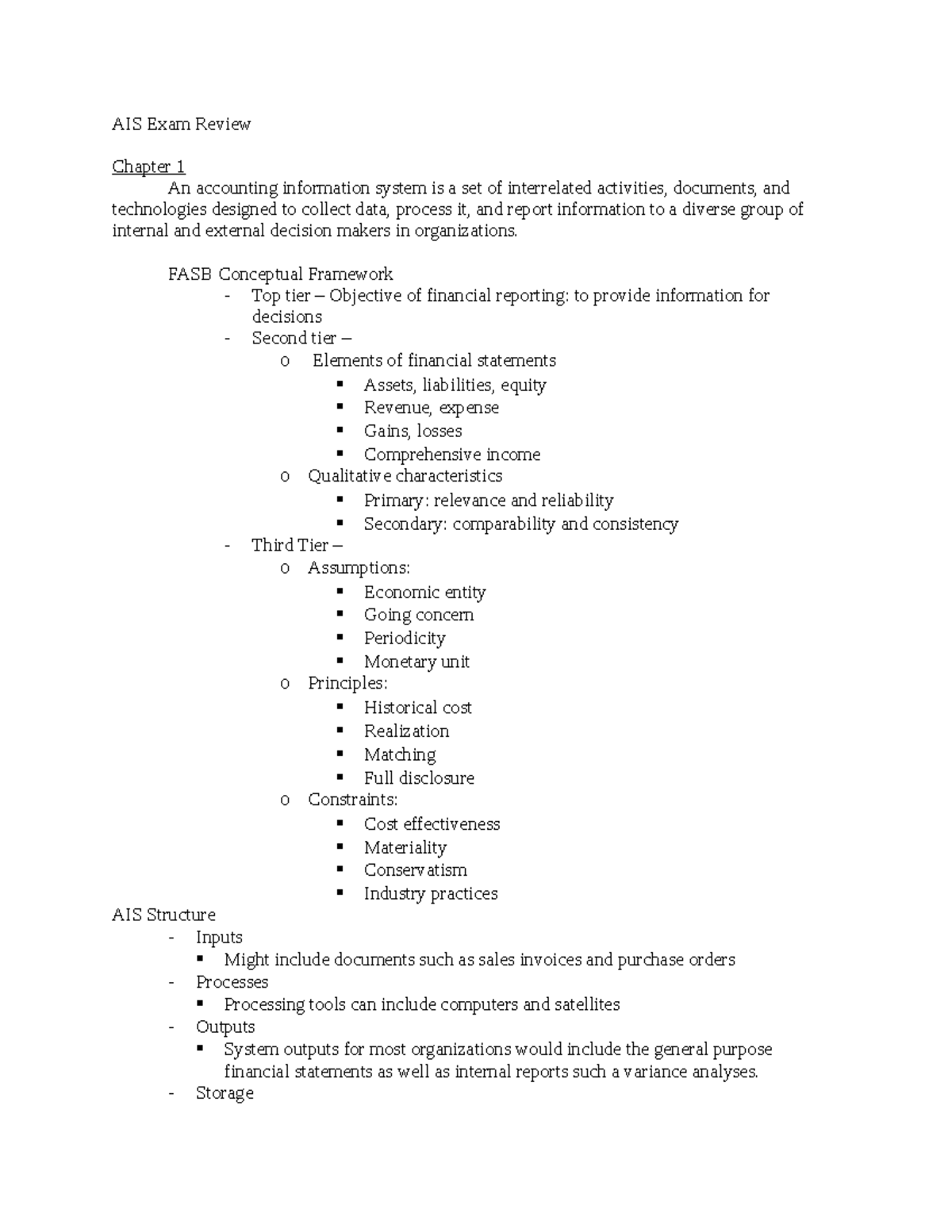 Compiled-ACIS - it will help you. - AIS Exam Review Chapter 1 An ...