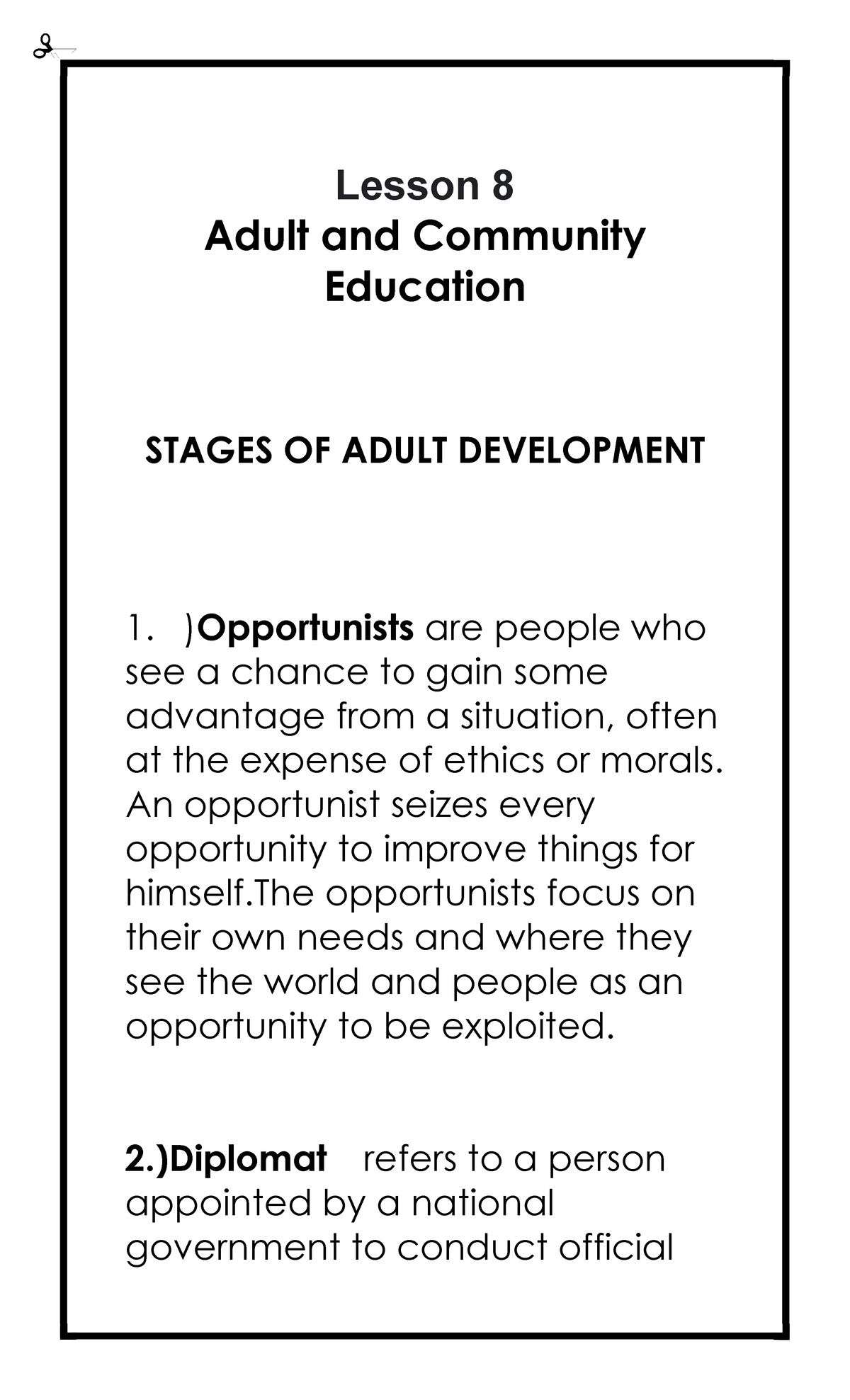Activity 8 Ph D307 - guide notes - Lesson 8 Adult and Community ...