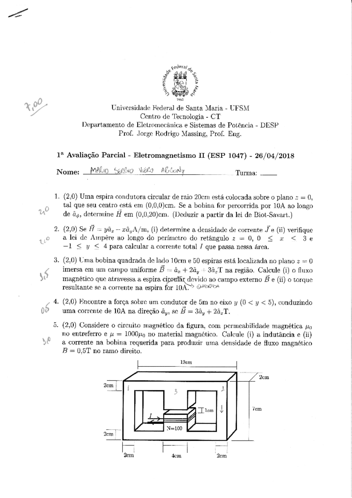 Prova_1 Eletromagnetismo 2 - Studocu