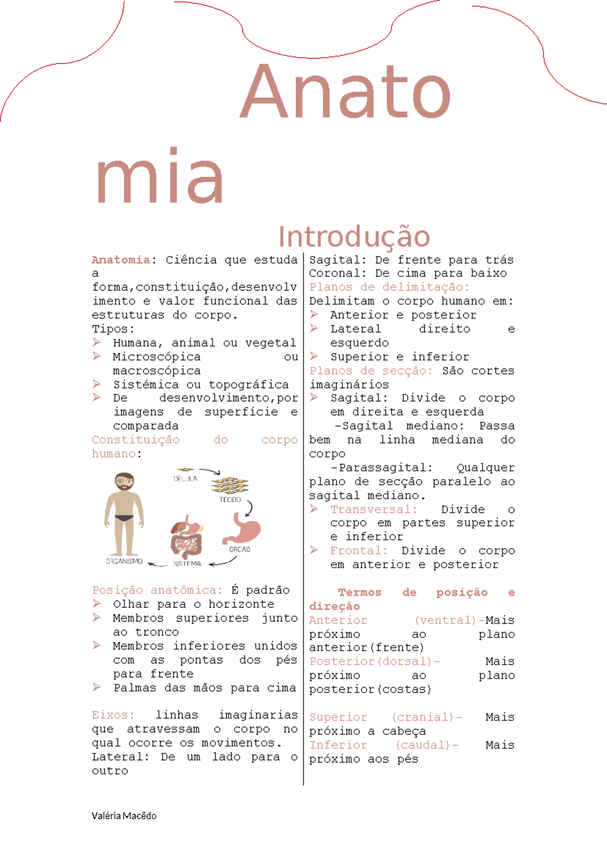 Anatomia - Anato mia Introdução Anatomia: Ciência que estuda a forma ...