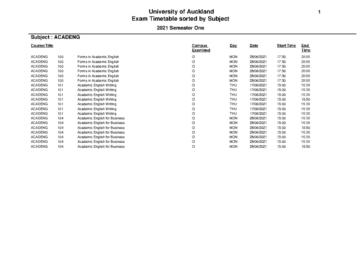 1213-exam-timetable - Test - Exam Timetable sorted by Subject 2021 ...
