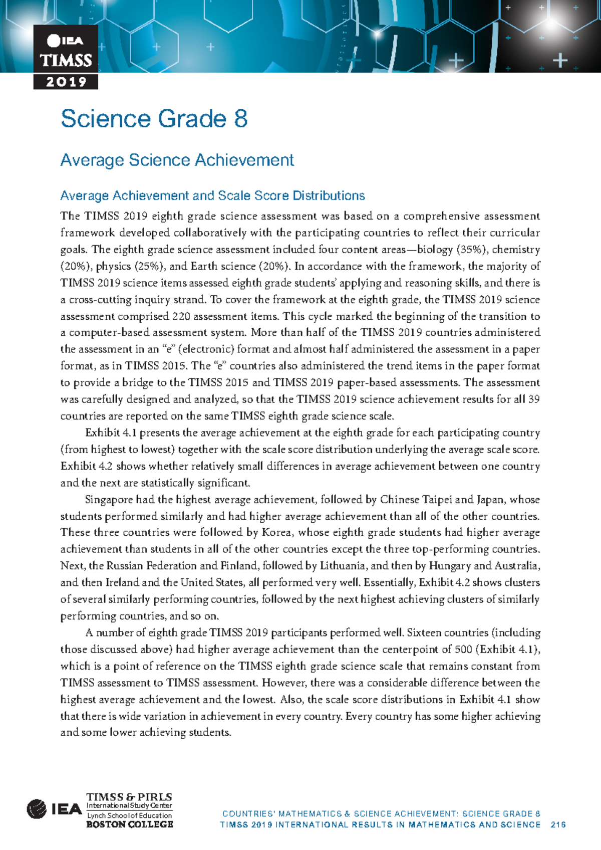 T19 Ch4-achievement-science-8 - TIMSS & PIRLS Lynch School of Education ...