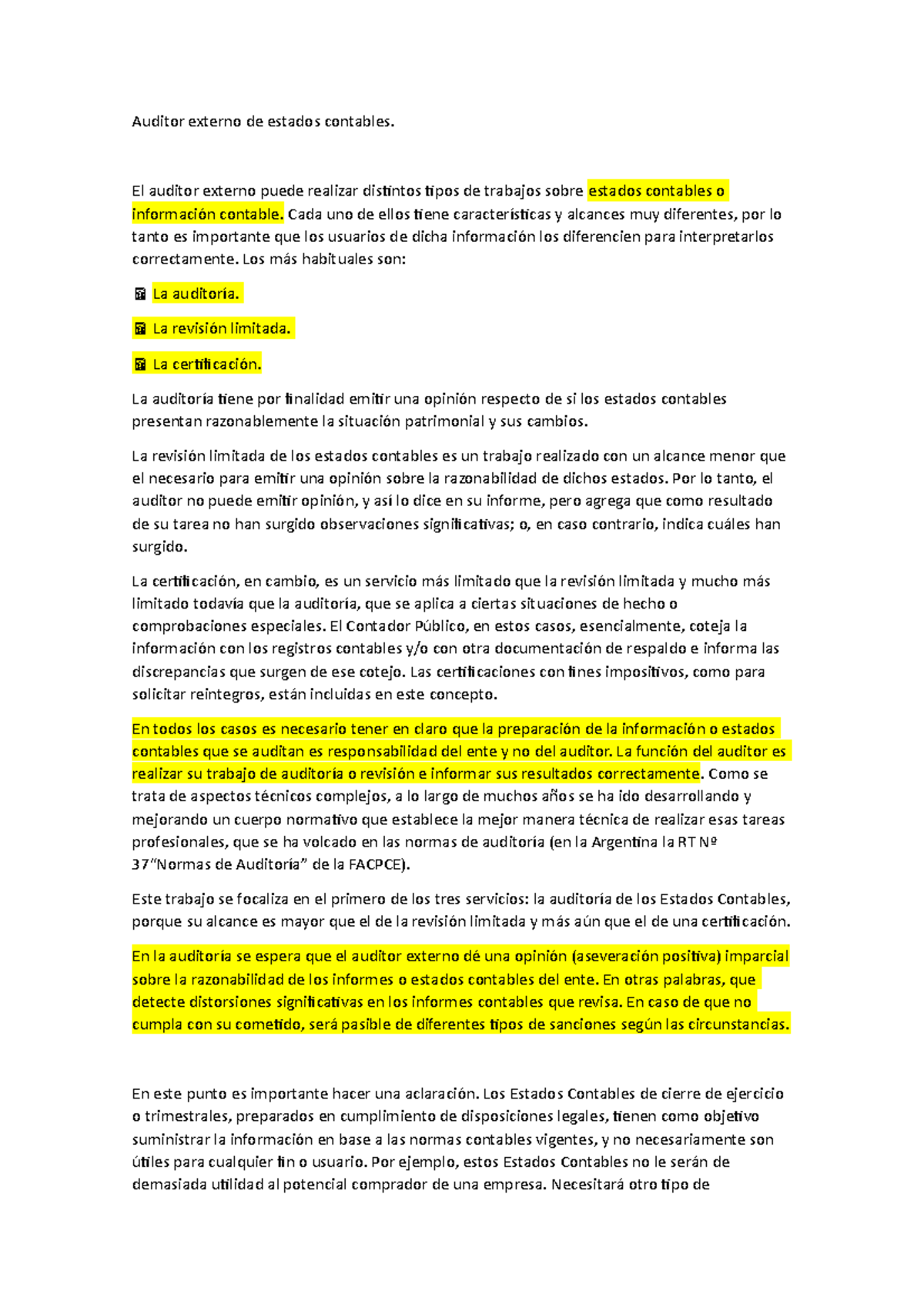 Auditor externo de estados contables - El auditor externo puede ...