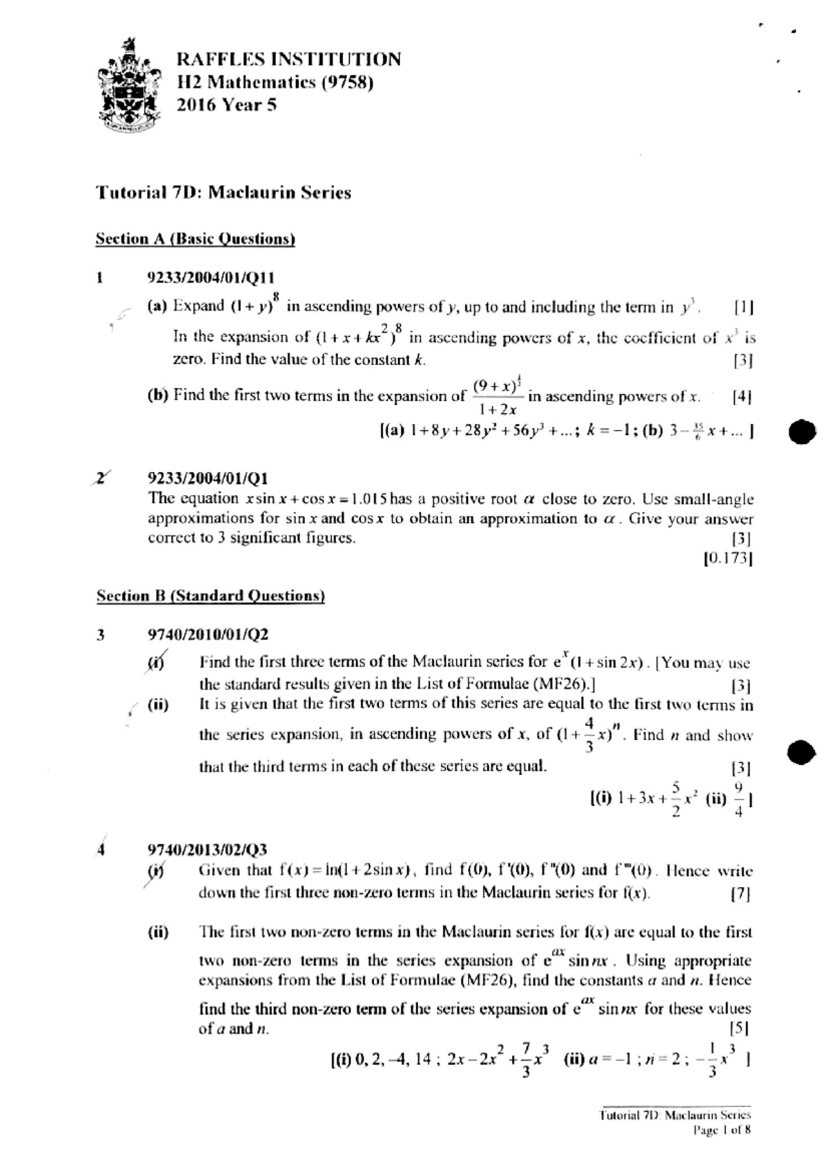 7D Maclaurin’s Series Tutorial - Studocu