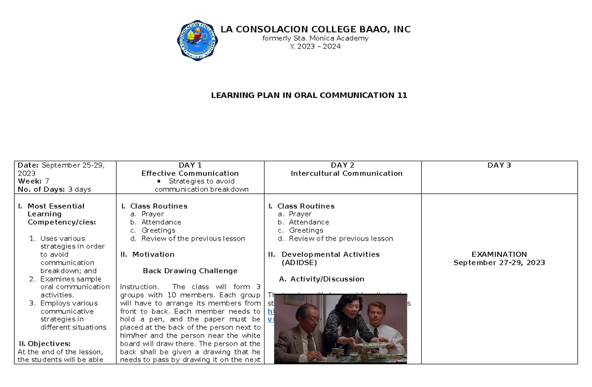 WEEK 7 - LP - Oral Communication - LA CONSOLACION COLLEGE BAAO, INC ...