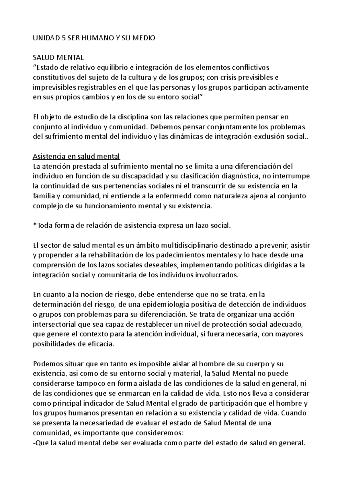 Unidad 5 ser - lki nhjj uyty iuyu - UNIDAD 5 SER HUMANO Y SU MEDIO ...