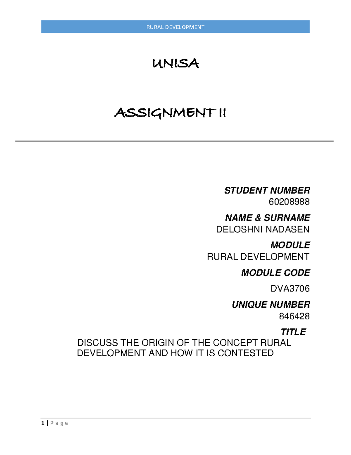 View Marked Assignment 4 (7) - UNISA ASSIGNMENT II STUDENT NUMBER 60208988 NAME & SURNAME - Studocu