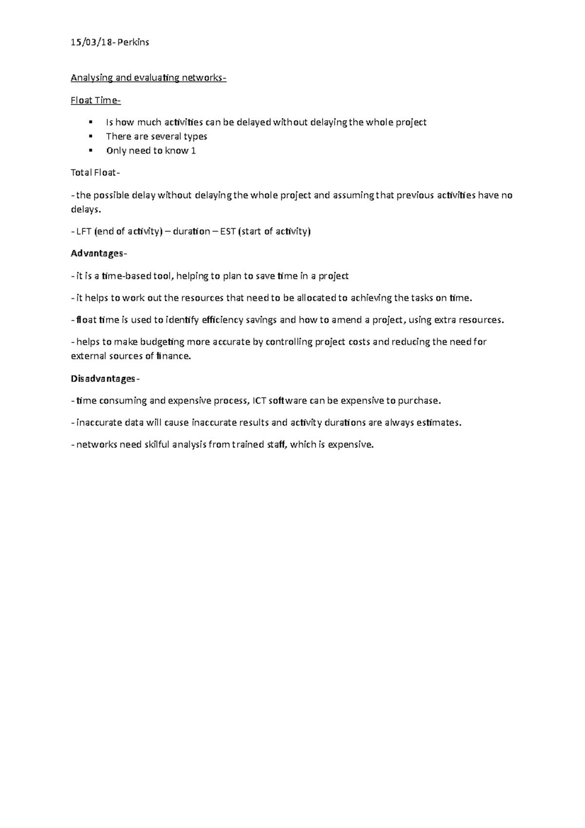 Analysing and evaluating networks - 15/03/18- Perkins Analysing and ...