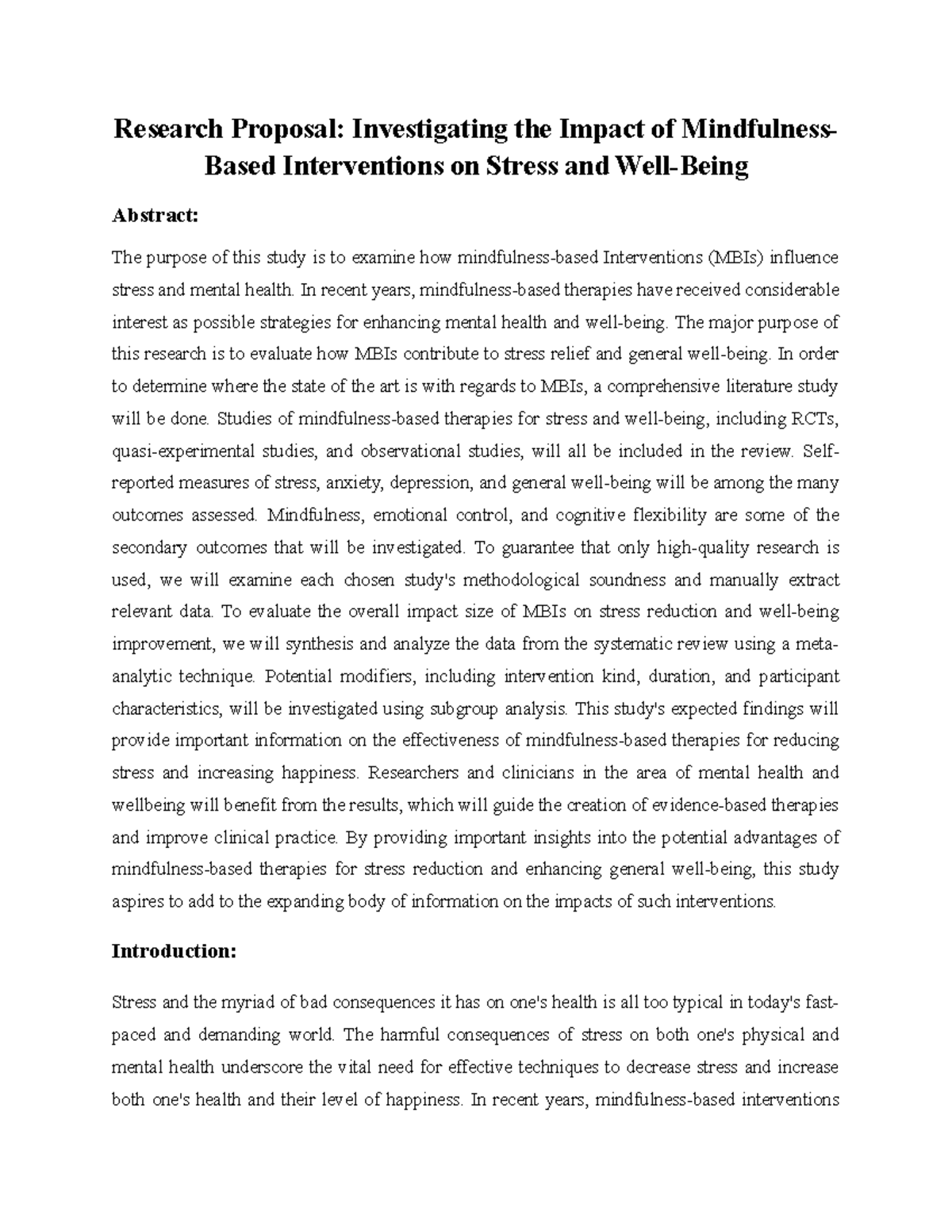 Final Research Proposal - Research Proposal: Investigating the Impact ...