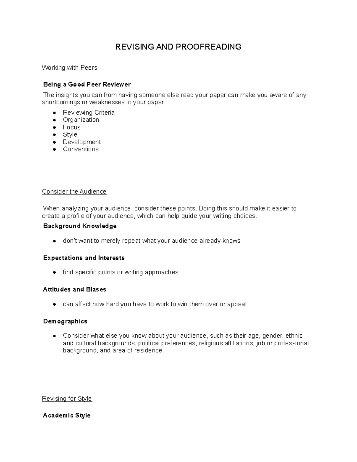 ENG 111 Notes Revising and Proofreading Part 2 - REVISING AND ...