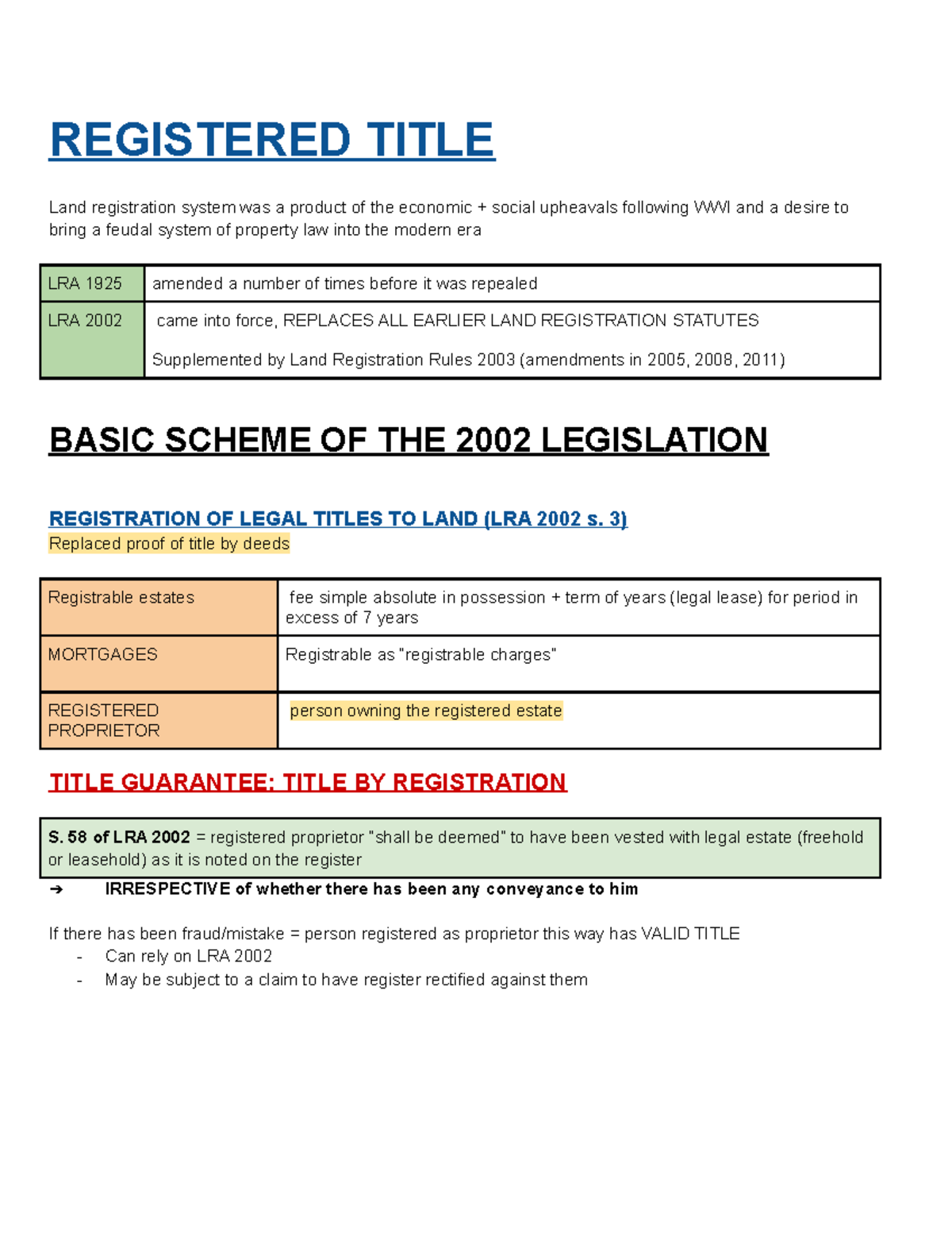 LAND Registration : guide - REGISTERED TITLE Land registration system ...