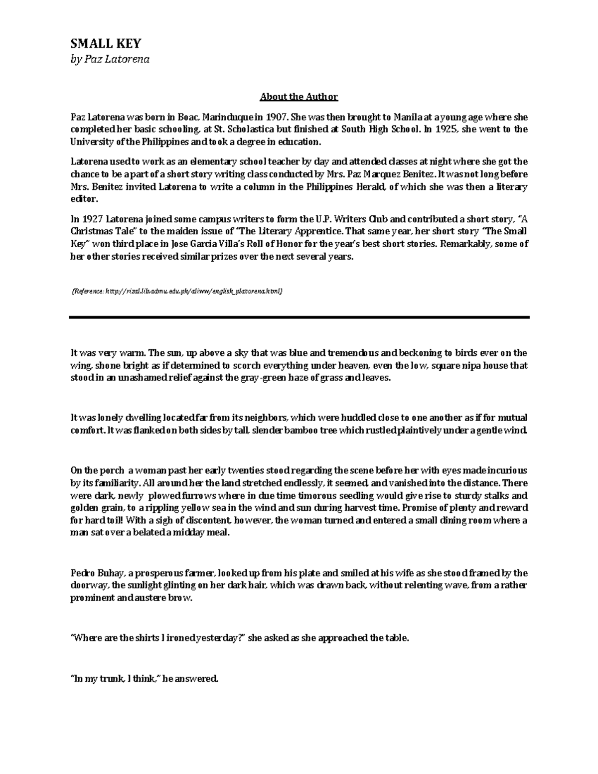 W4 Small Key - Lecture notes about 21st century literature - by Paz ...