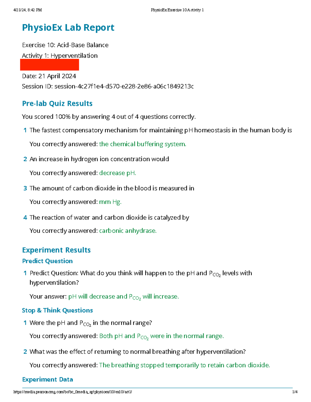 Physio Ex Exercise 10 Activities 1-4 - PhysioEx Lab Report Exercise 10 ...