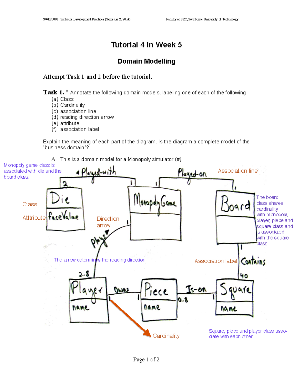 Tutorial work - 4 - Software Development Practices (Semester 2, 2014 ...