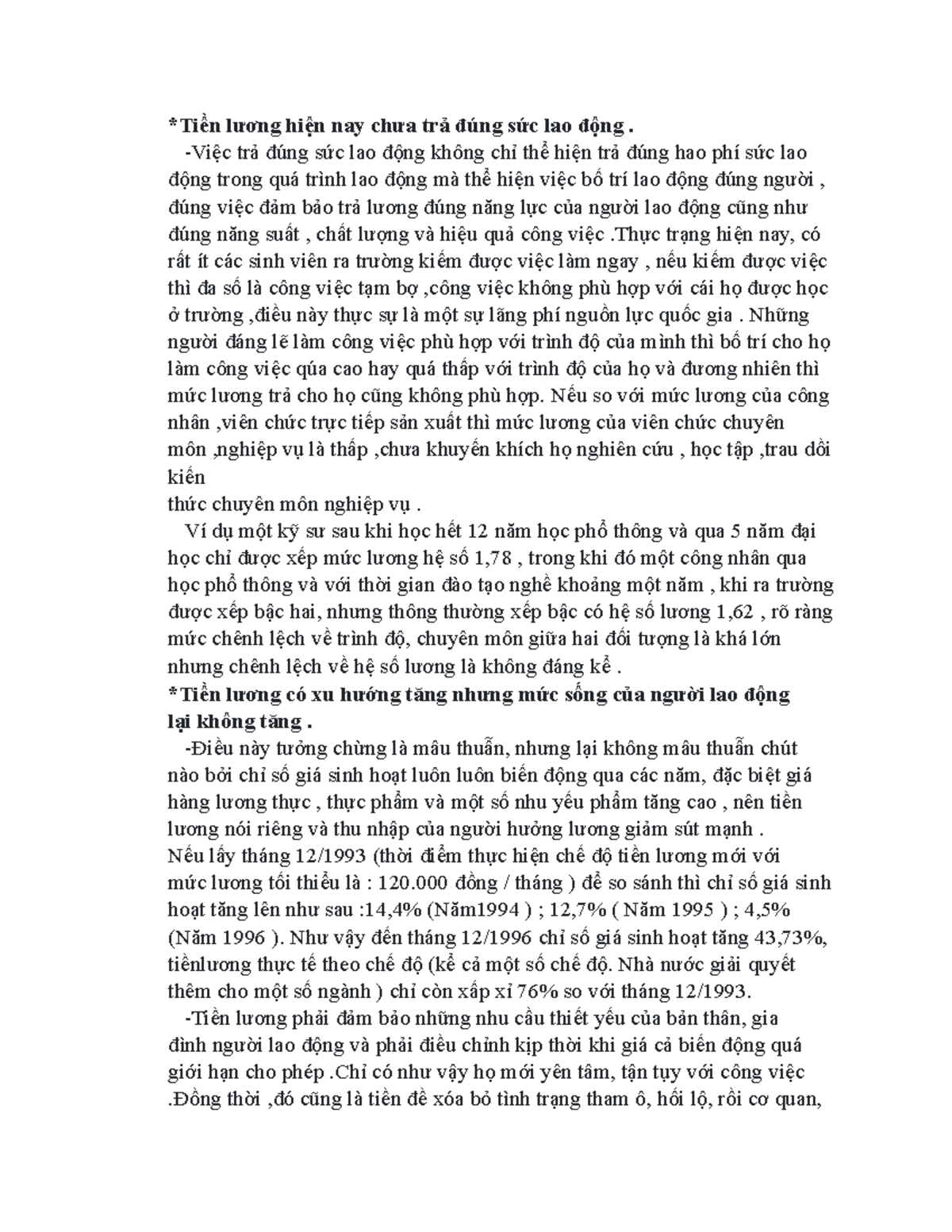 Ktct - nokn.kl. - *Tiền lương hiện nay chưa trả đúng sức lao động ...
