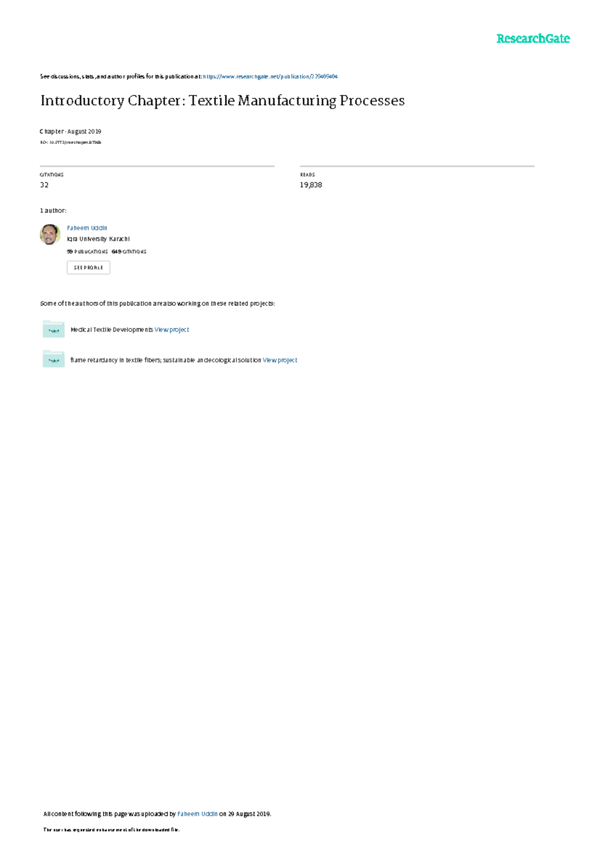 Introductory Chapter Textile Manufacturing Processes - See discussions ...