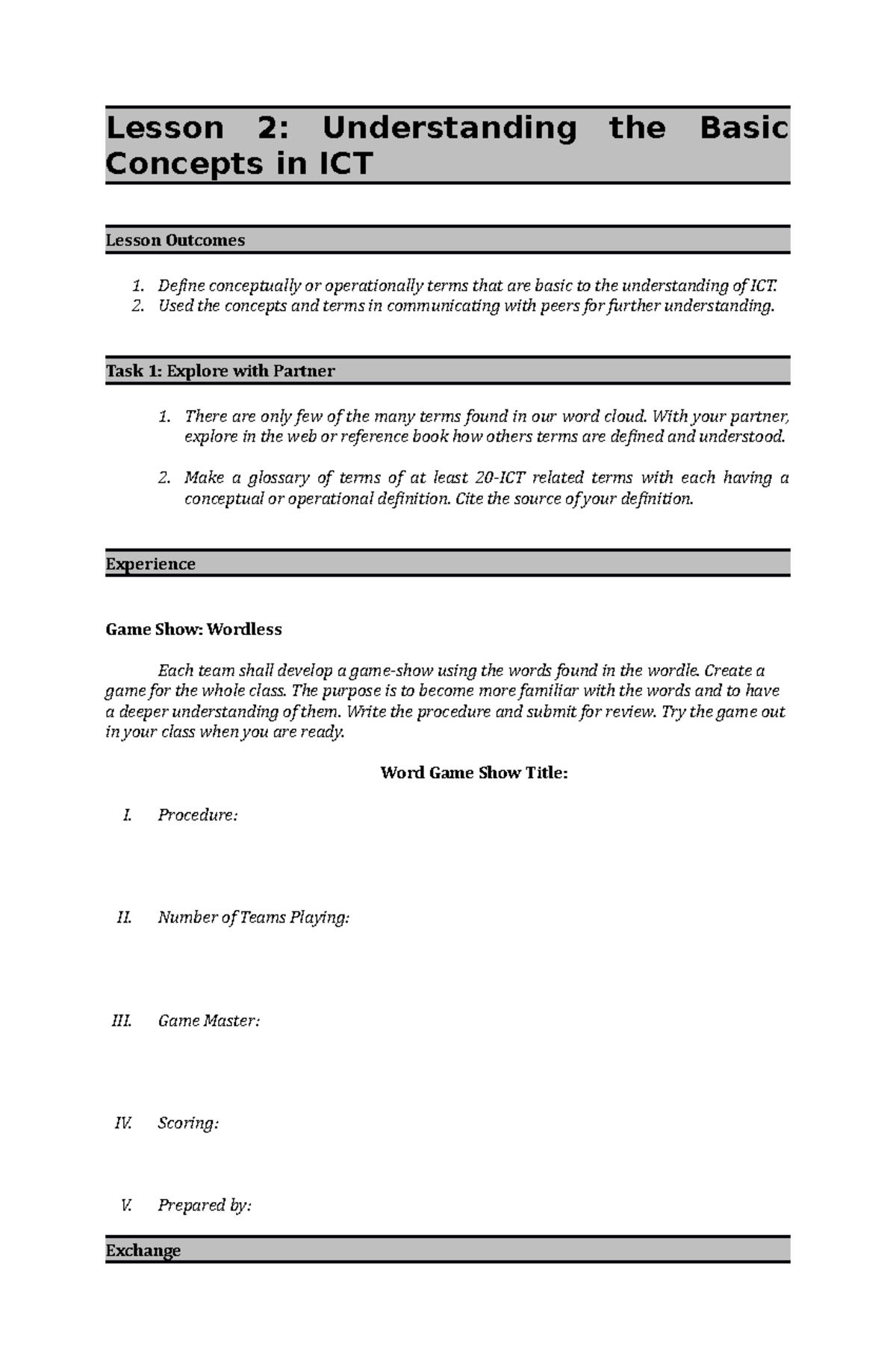 Worksheet-Module 1-Lesson 2 - Lesson 2: Understanding the Basic ...