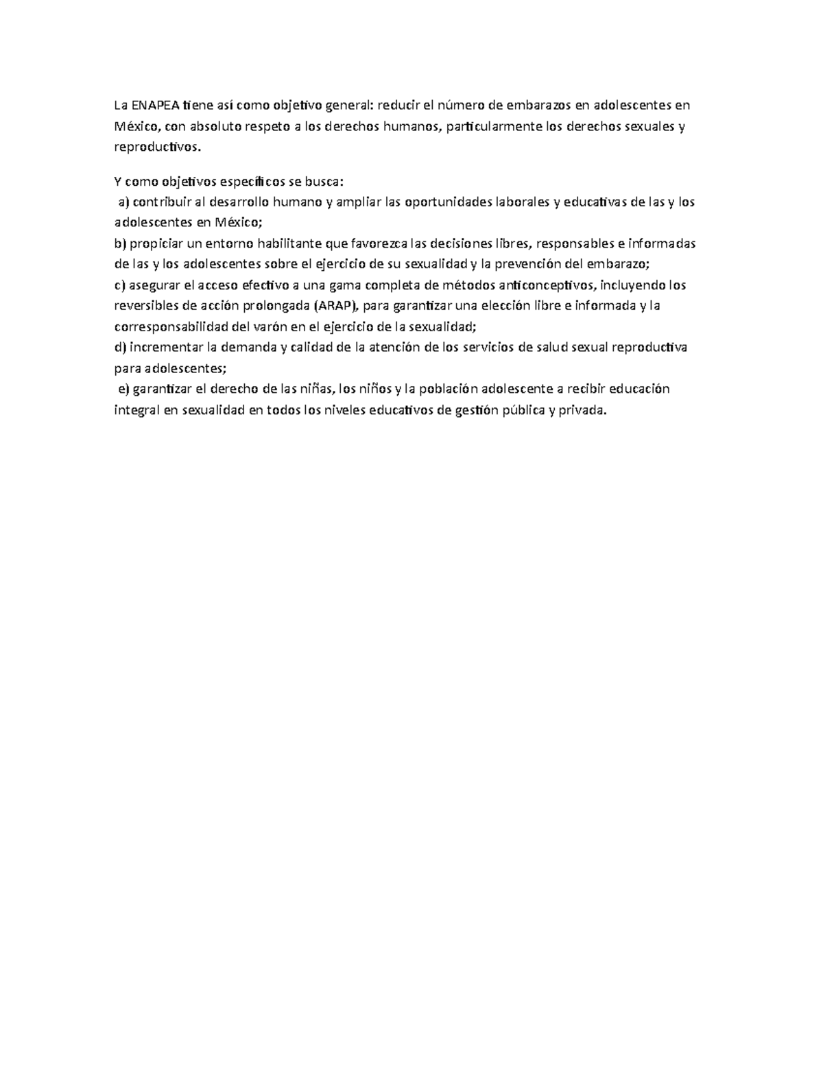 Enapea - Apuntes 11 - La ENAPEA tiene así como objetivo general ...