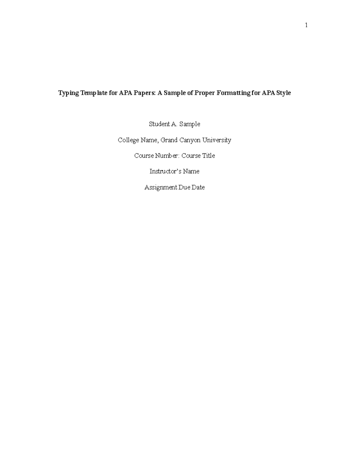 Writing Center Style Apa 7th Edition Template Without Abstract Grand