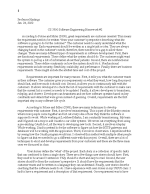 CS 3300-Homework 3 - Software Engineering I - CS 3300 Software Engineering Homework Purpose ...