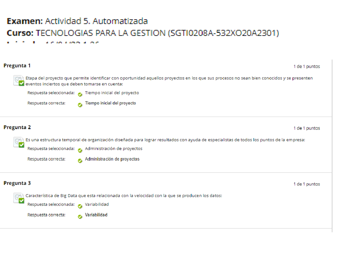 Tecnologias PARA LA Gestion Actividad 5. Automatizada - Tecnologias Para la Gestion - Studocu