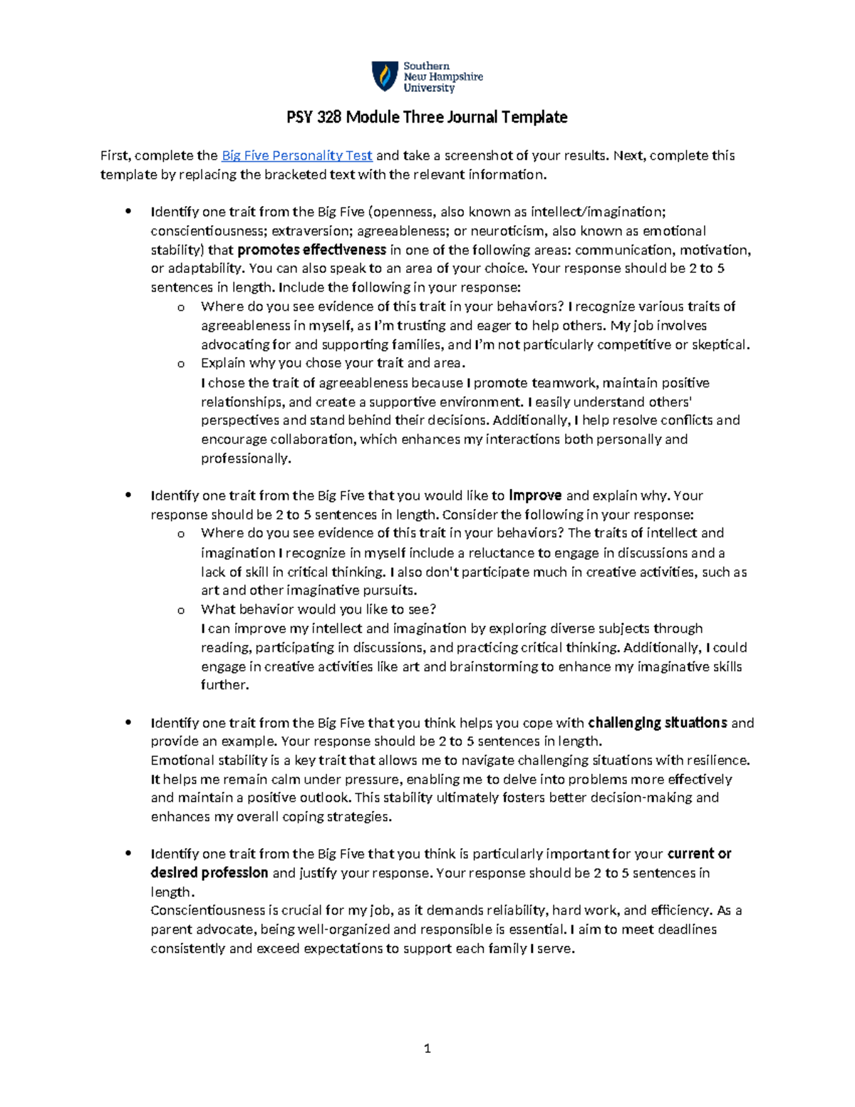 PSY 328 Module Three Journal Template (1) - PSY 328 Module Three ...
