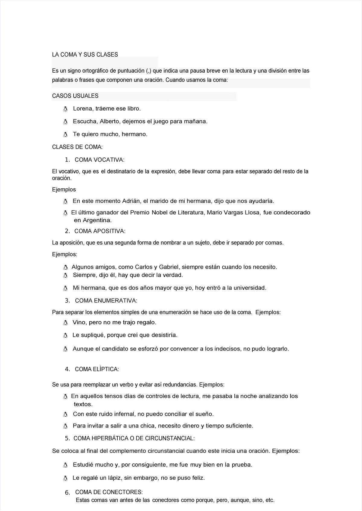Punto y coma - LA COMA Y SUS CLASES Es un signo ortográfico de ...