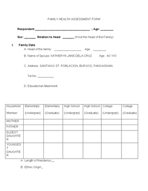 CHN 1 Workbook - n/a - COMMUNITY HEALTH NURSING I RLE WORKBOOK AREA ...