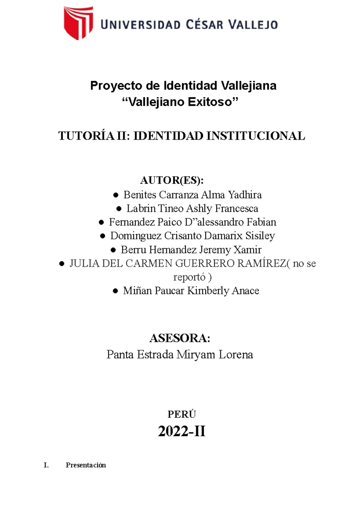 Tutoria examen - Proyecto de Identidad Vallejiana “Vallejiano Exitoso ...