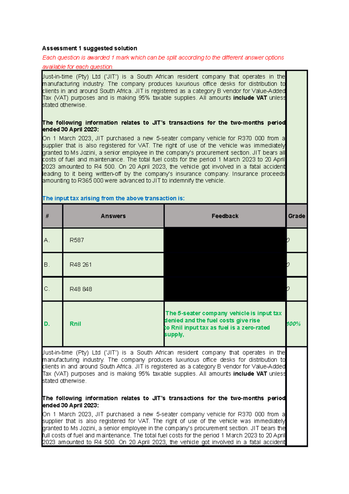 Tax3701 Assessment 1 suggested solution - Assessment 1 suggested ...