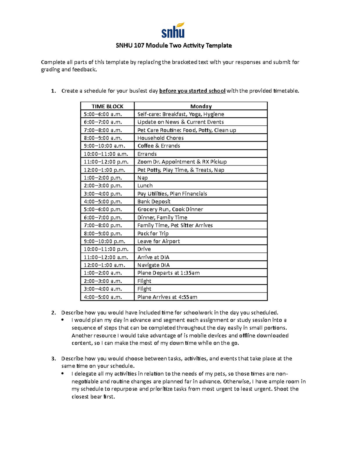 SNHU 107 Module Two Activity Template - SNHU 107 Module Two Activity ...